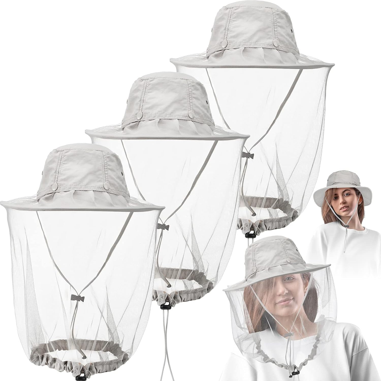 3 Pcs Mosquito Net Hat Protection Sun Hats Bee Hat Hidden Net Mesh for ...