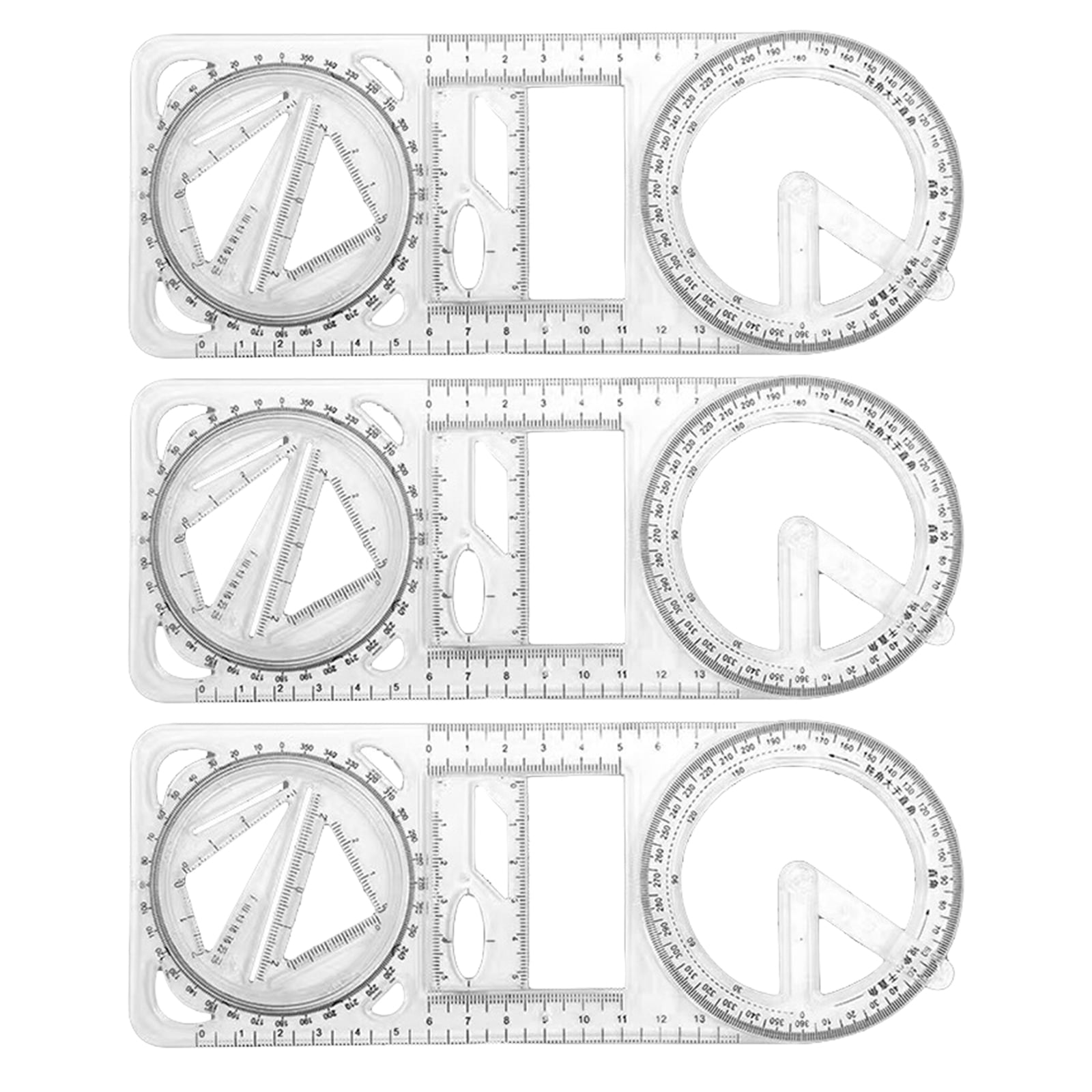 3 Pcs Multifunctional Ruler Measuring Ruler Geometric Ruler Draft Ruler ...