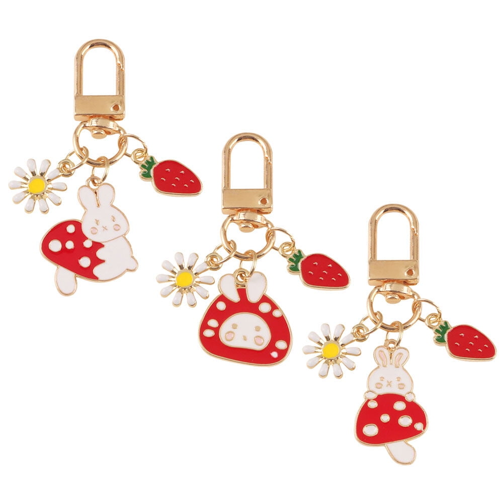 3 Pcs Mushroom Rabbit Keychain Key Fob Decor Key Chain New in Keychains ...