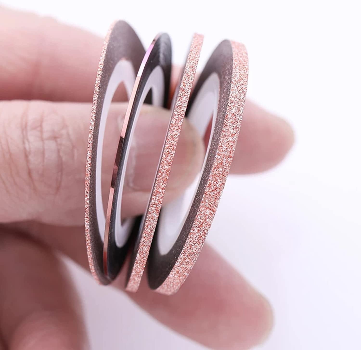 3 Pcs Nail Striping Tape Lines Set Rose Gold Matte Glitter 1mm 2mm 3mm ...