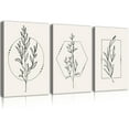 3 Pcs Neutral Botanical Canvas Wall Art Beige Plant Pictures Minimalist ...
