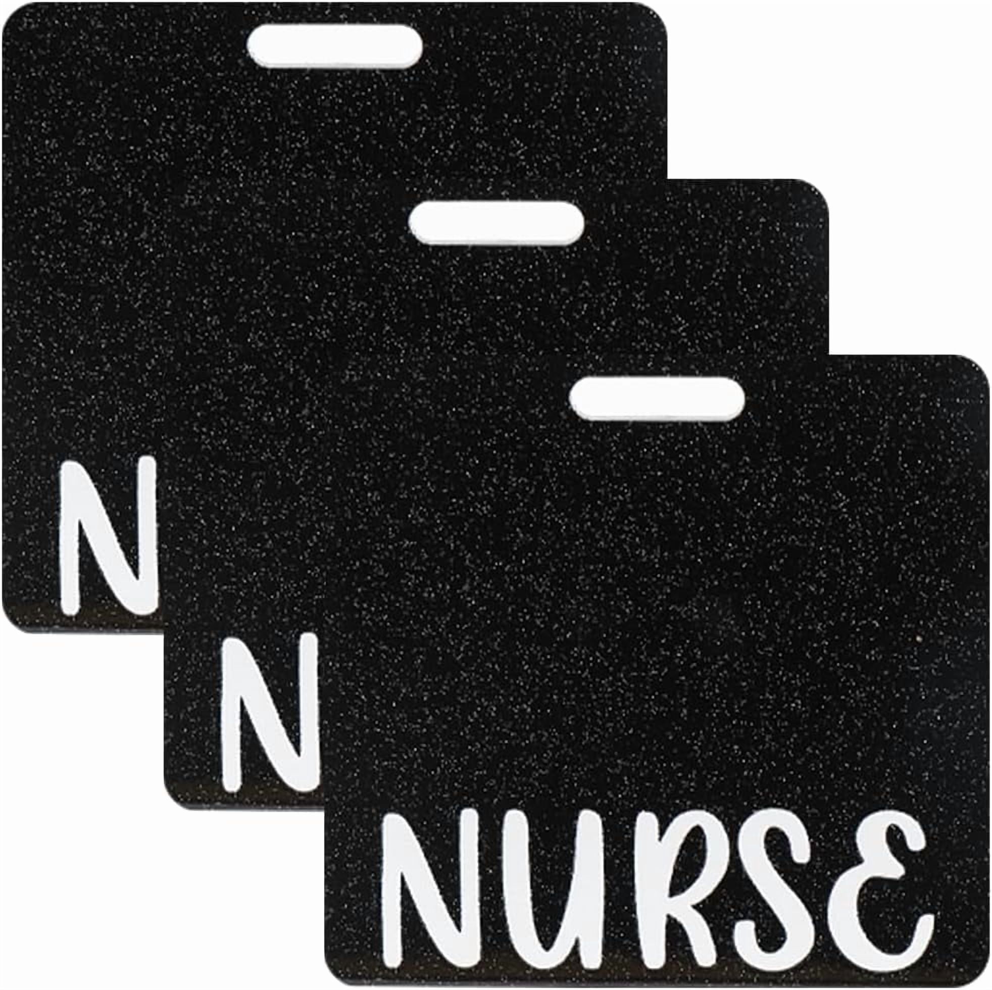 3 Pcs Nurse Badge Buddy Card Holder Glitter Black Acrylic Horizontal ...