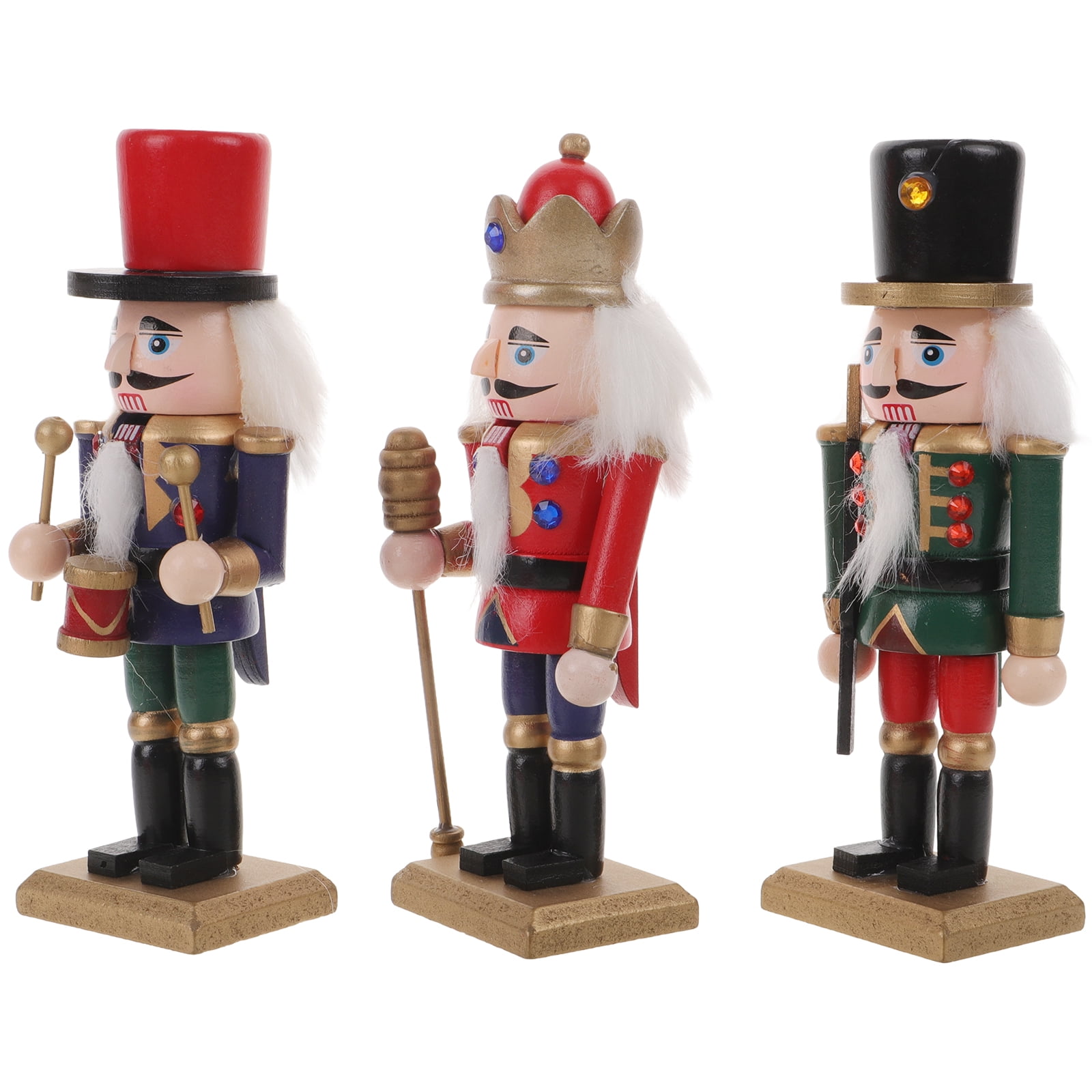 3 Pcs Nutcrackers Puppet Display Miniature Walnut Soldier Colorful ...