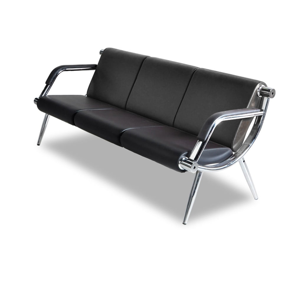 WALCUT 3-Pcs Black PU Leather Office Reception Waiting Chair, Durable ...