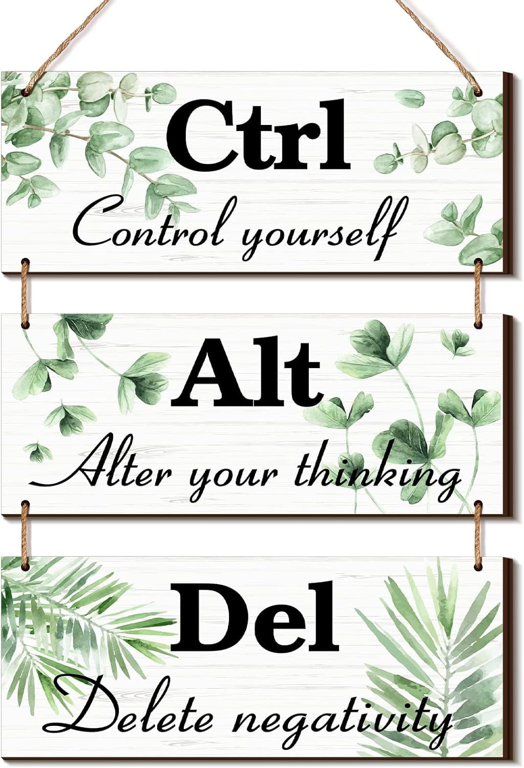 3 Pcs Office Wall Decor Green Leaves Wood Rustic Hanging Cubicle Decor ...