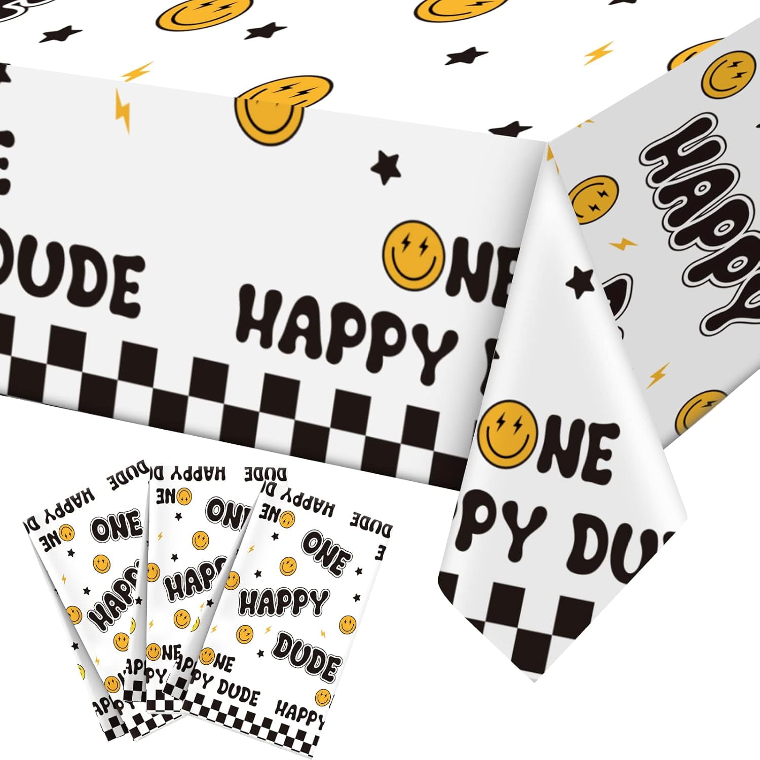 3 Pcs One Happy Dude Birthday Party Tablecloths 51 x 108 Inch One Happy ...