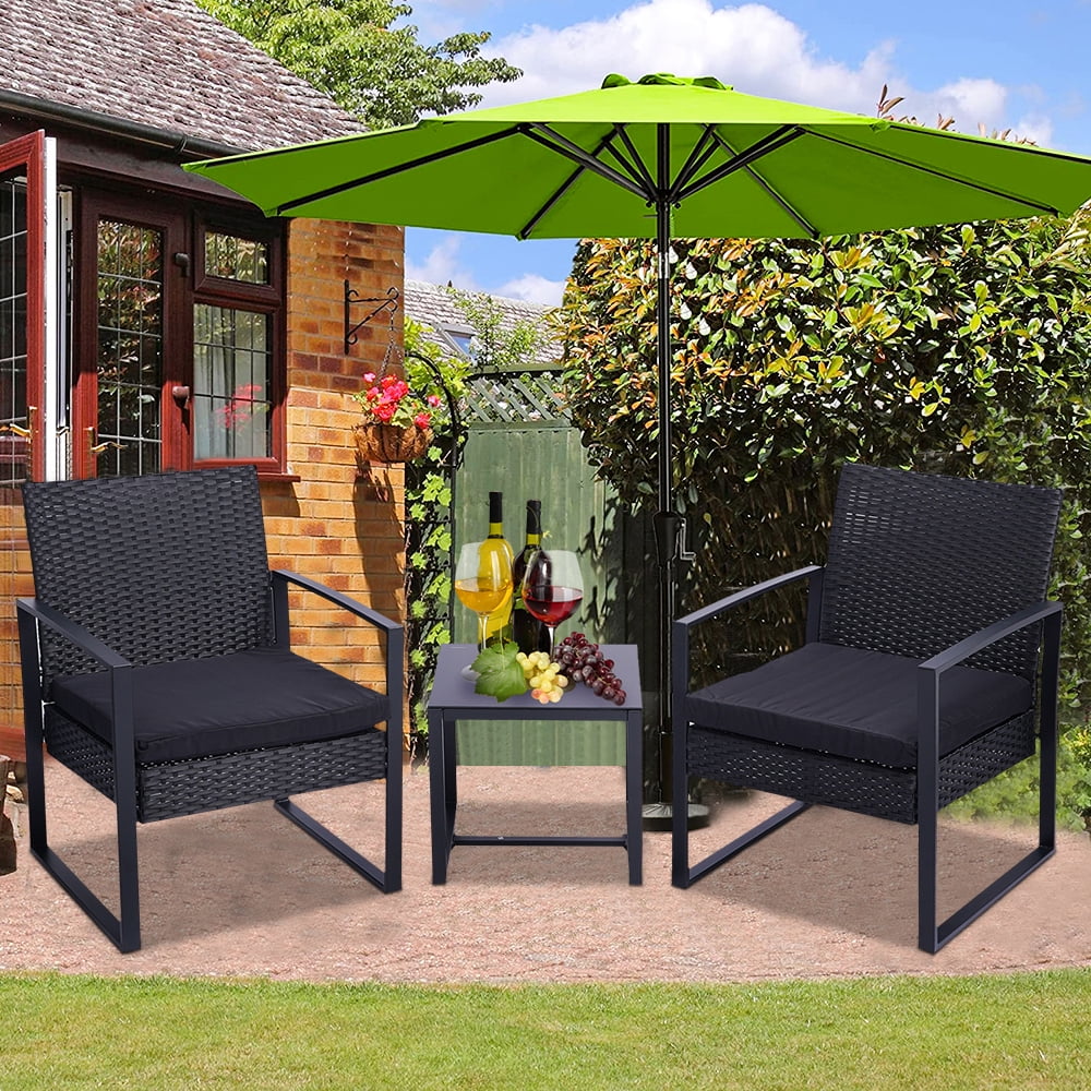 3 Pcs Outdoor Patio Chair, Bistro Furniture Set, Outdoor Durable Rattan ...