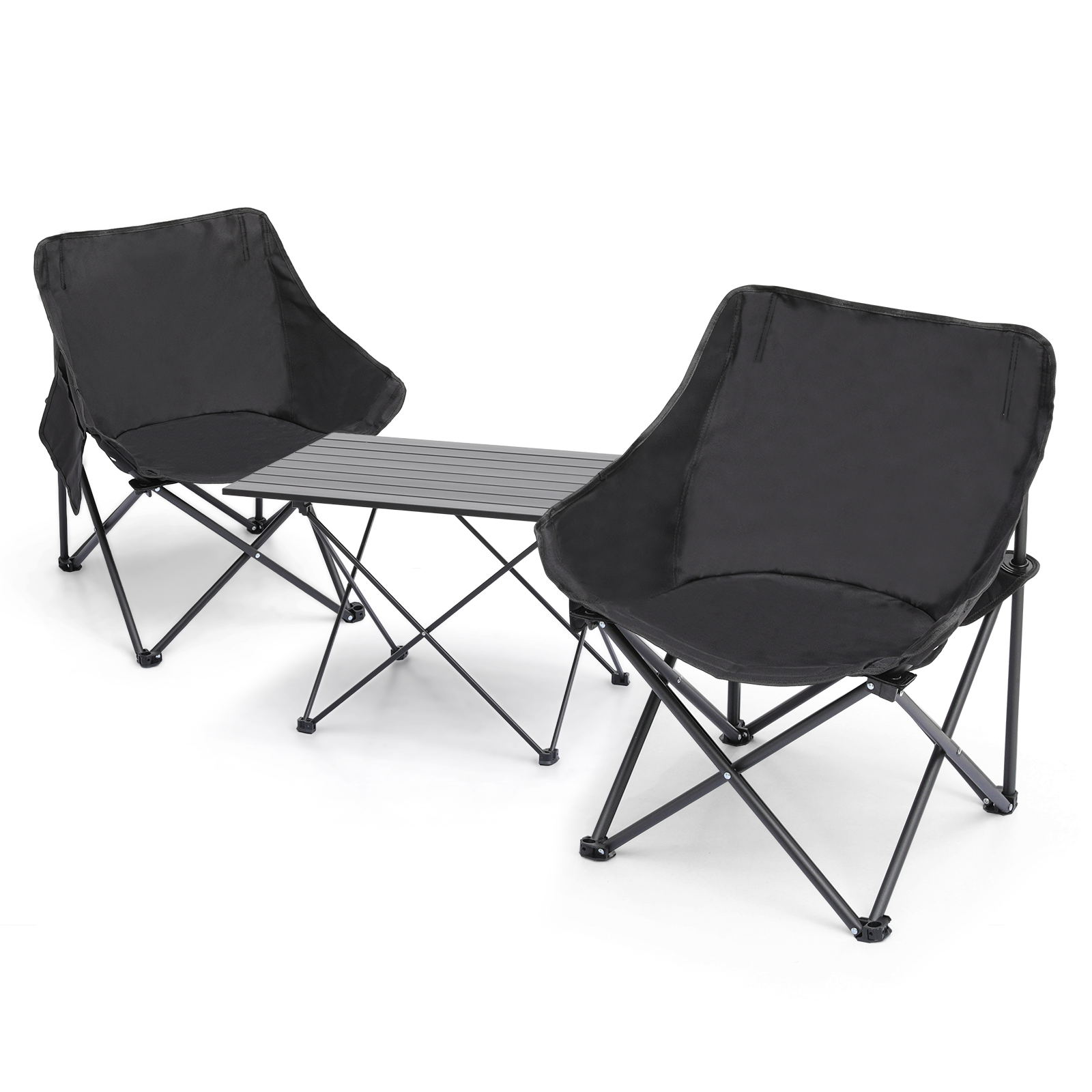 3 Pcs Outdoor Portable Chairs & Table Set[2 FOLDABLE CAMPING CHAIR ...