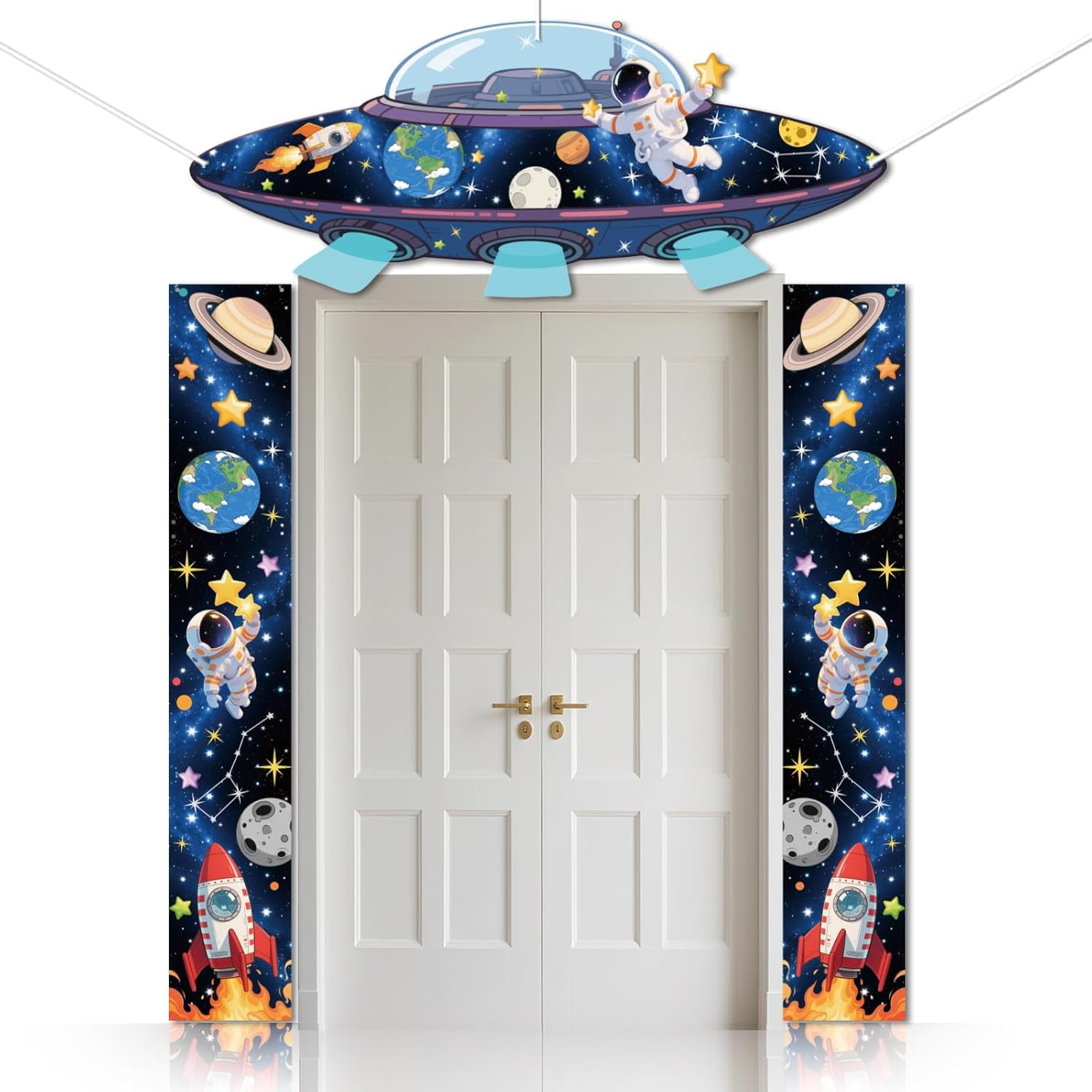 3 Pcs Outer Space Themed Party Decorations Porch Sign Banner ...