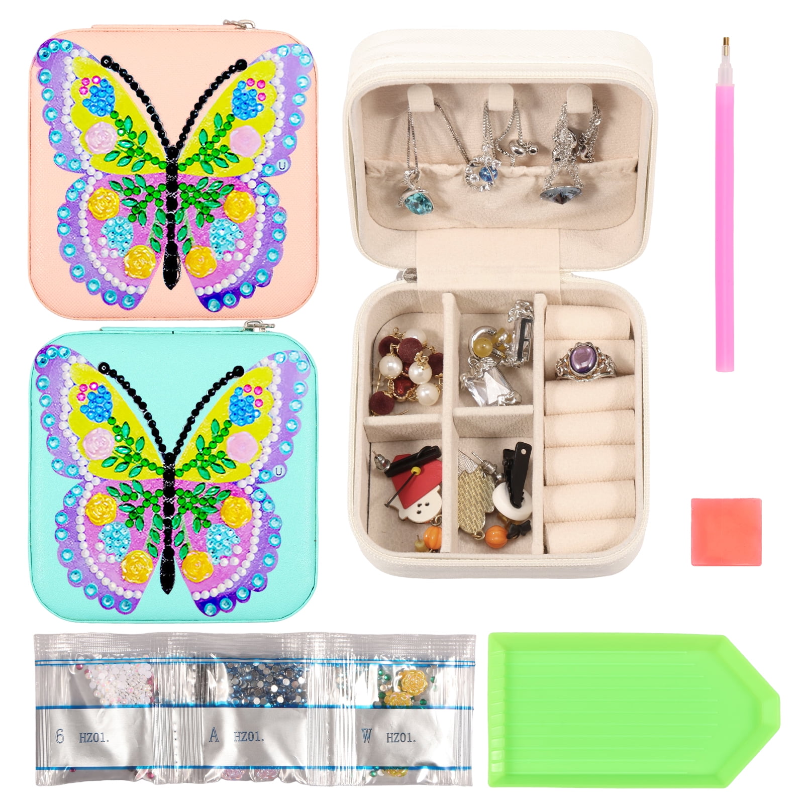 3 Pcs PU Leather Diamond Art Jewelry Storage Box Portable Diamond Art ...