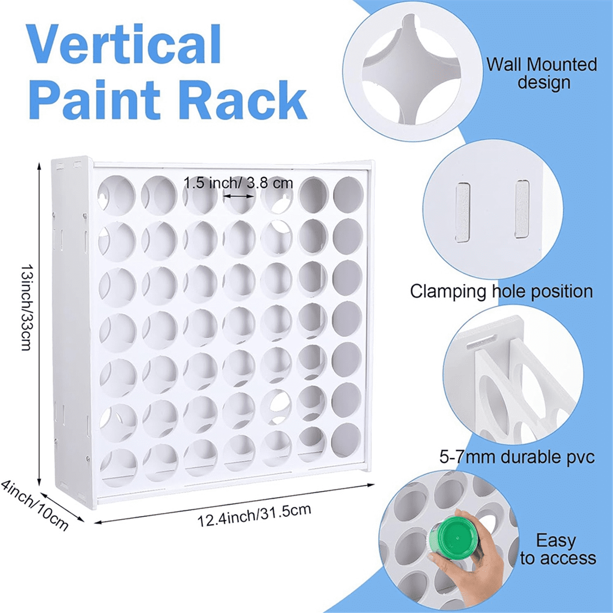 3 Pcs Paint Organizer Set 49 Holes Craft Paint Storage Rack Vertical ...