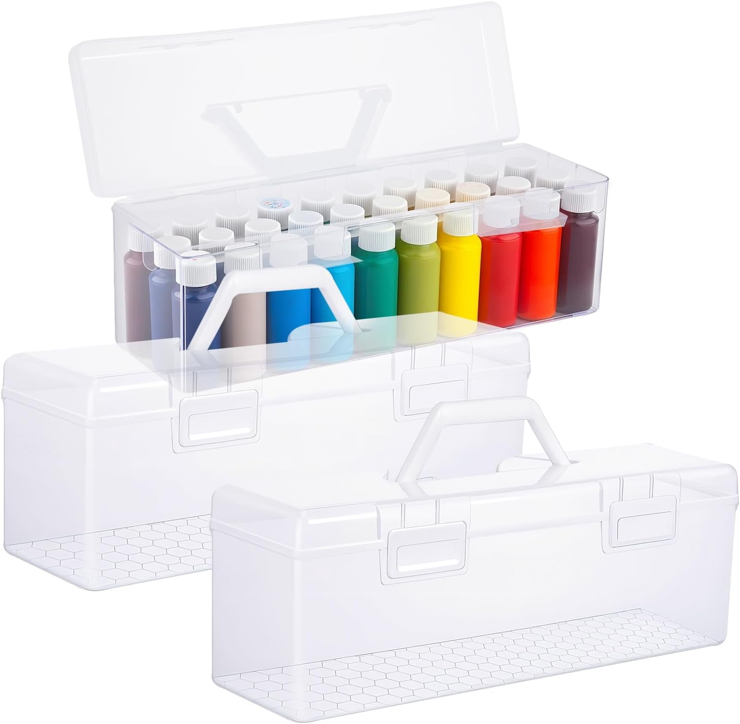 3 Pcs Paint Storage Box for 2 Fl. oz Acrylic Paints, Acrylic Portable ...