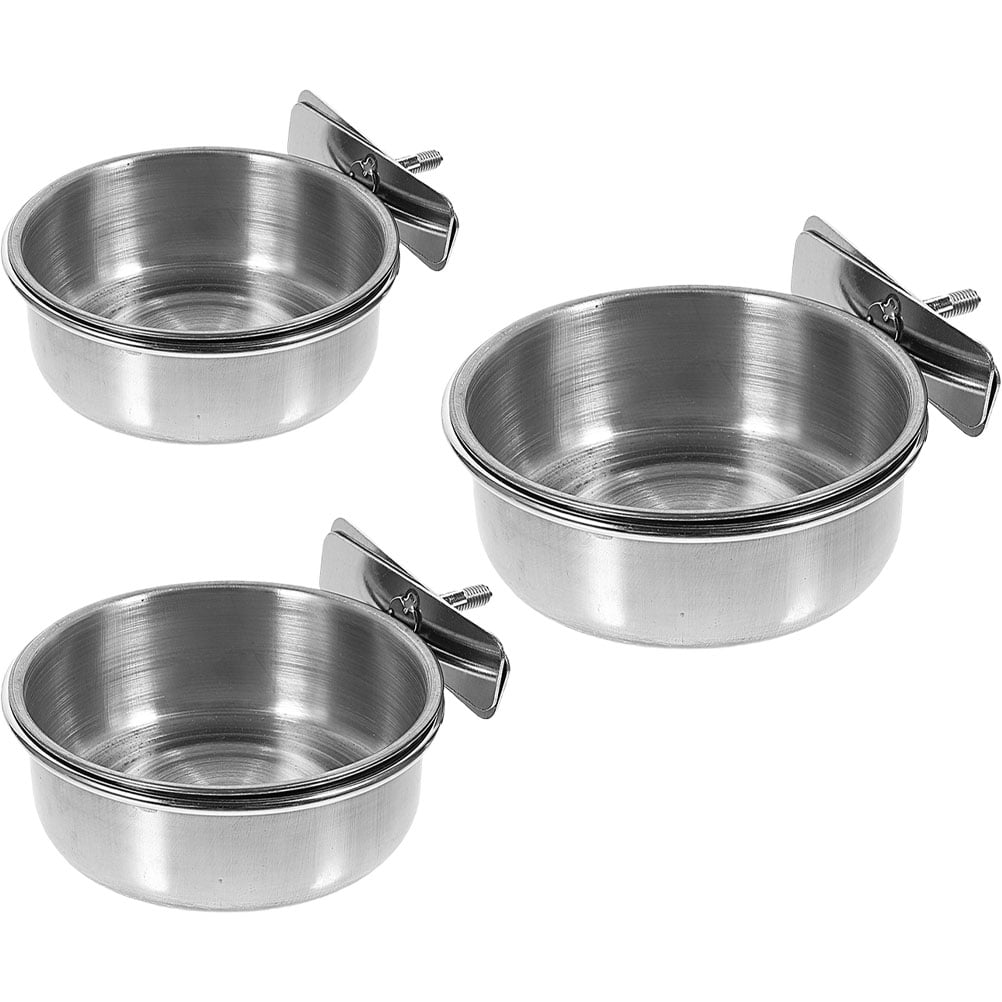 3 Pcs Parrot Stainless Steel Bowls Food Portable Water Containers Bird ...
