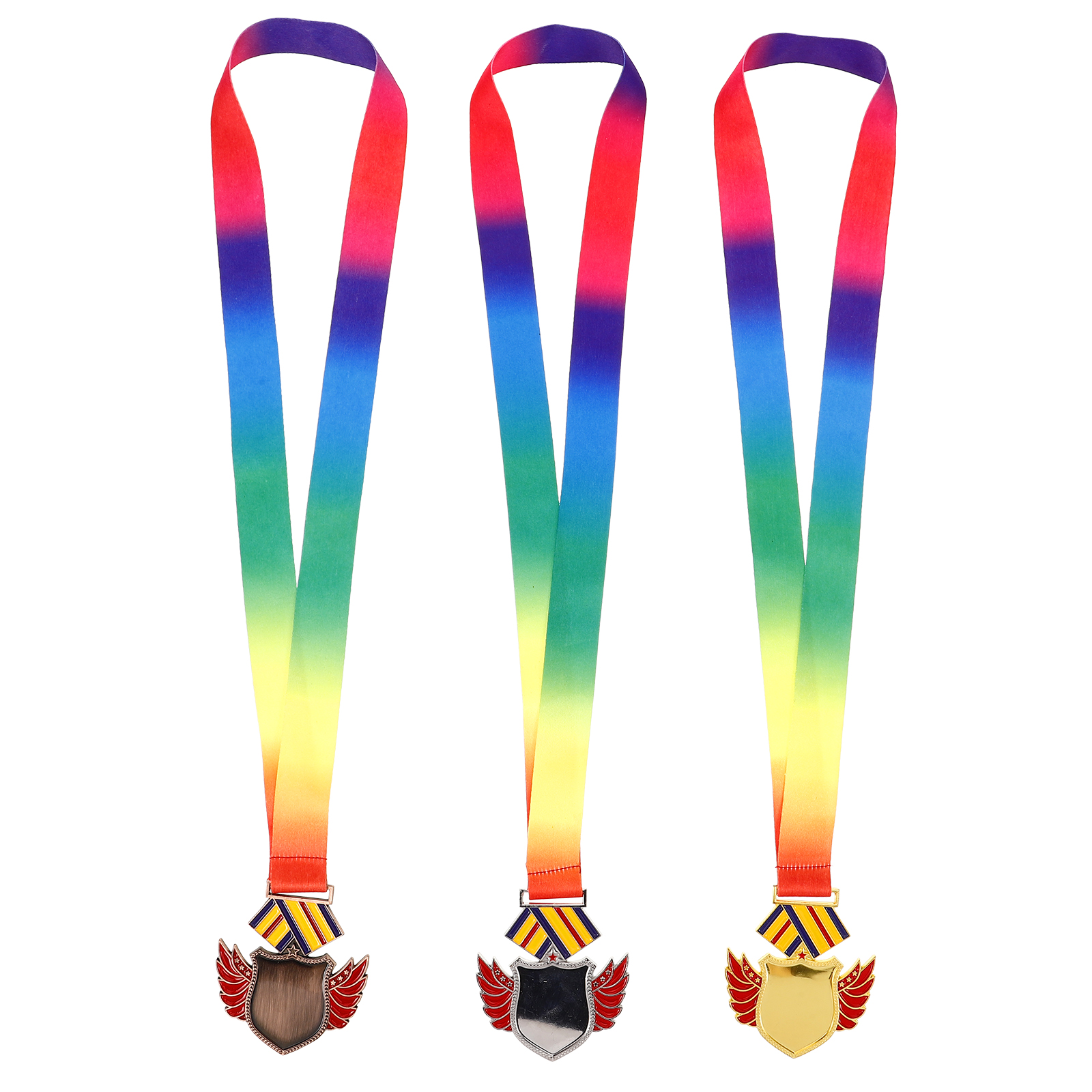 3 Pcs Party Prop Award Medals with Lanyard Gold Silver Bronze for Kids ...