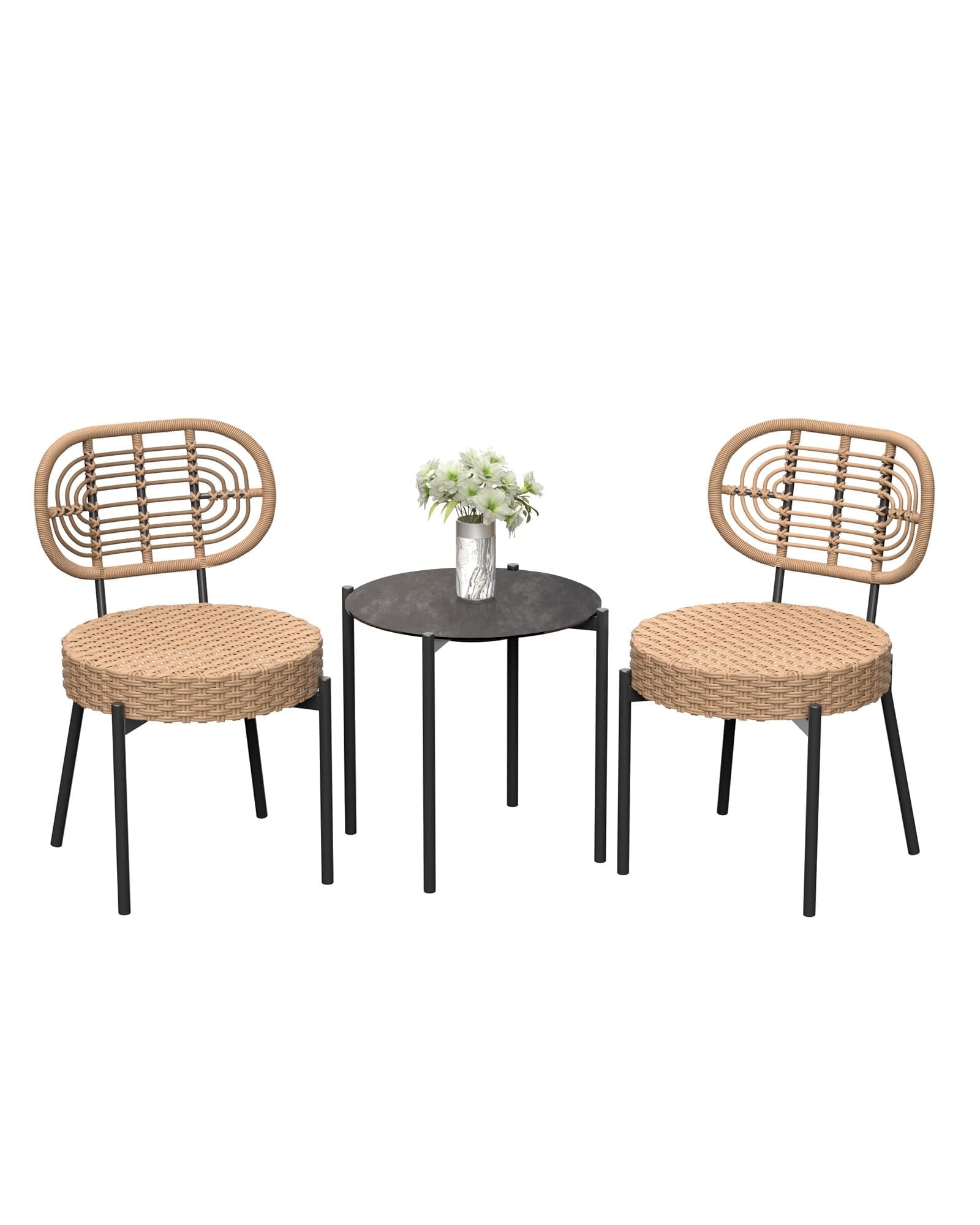 Riedhoff 3 Pcs Patio Bistro Set,Outdoor Wicker Chairs with Table ...