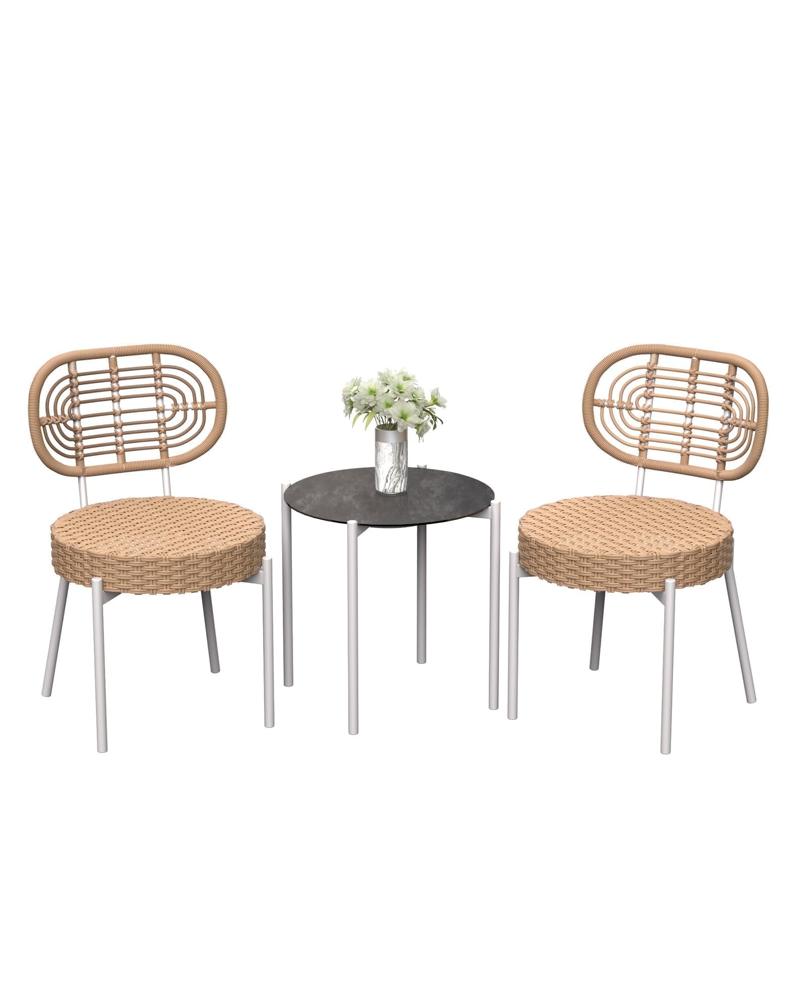 Riedhoff 3 Pcs Patio Bistro Set, Outdoor Wicker Chairs with Table ...