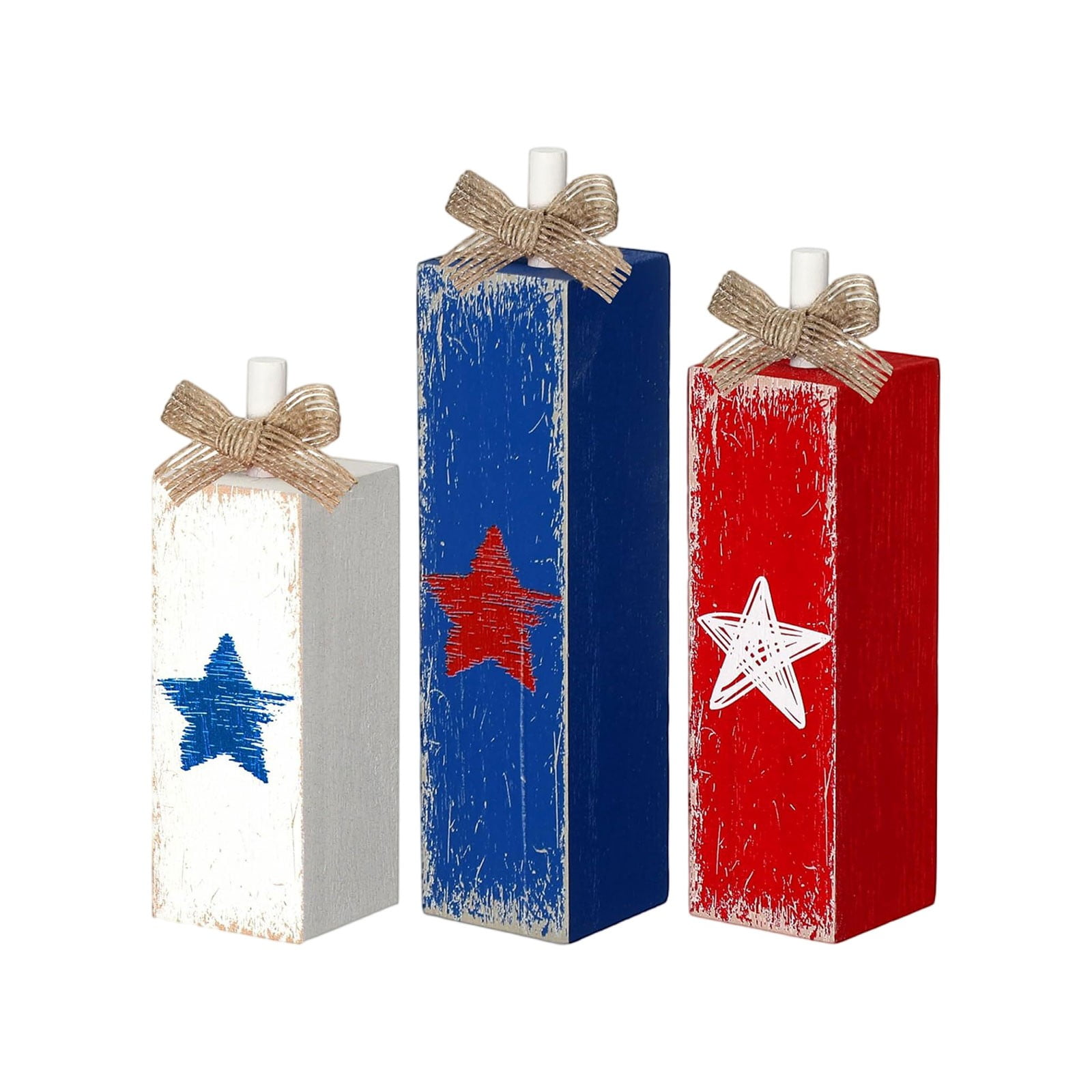 3 Pcs Patriotic Tiered Tray Decor 4th of July Wooden Table Blocks ...