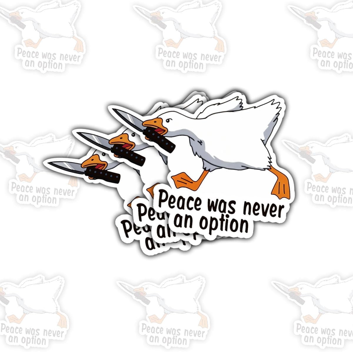 3 Pcs Peace was Never an Option Silly Goose Sticker, Strong Goose Knife ...