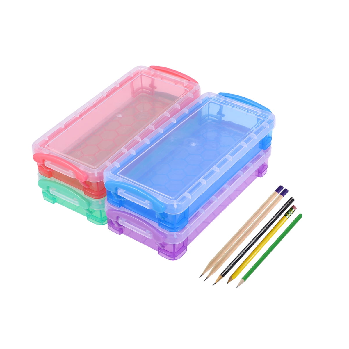 3 Pcs Pencil Storage Case Stationery Bin Organizer Drawing Tools Clear ...