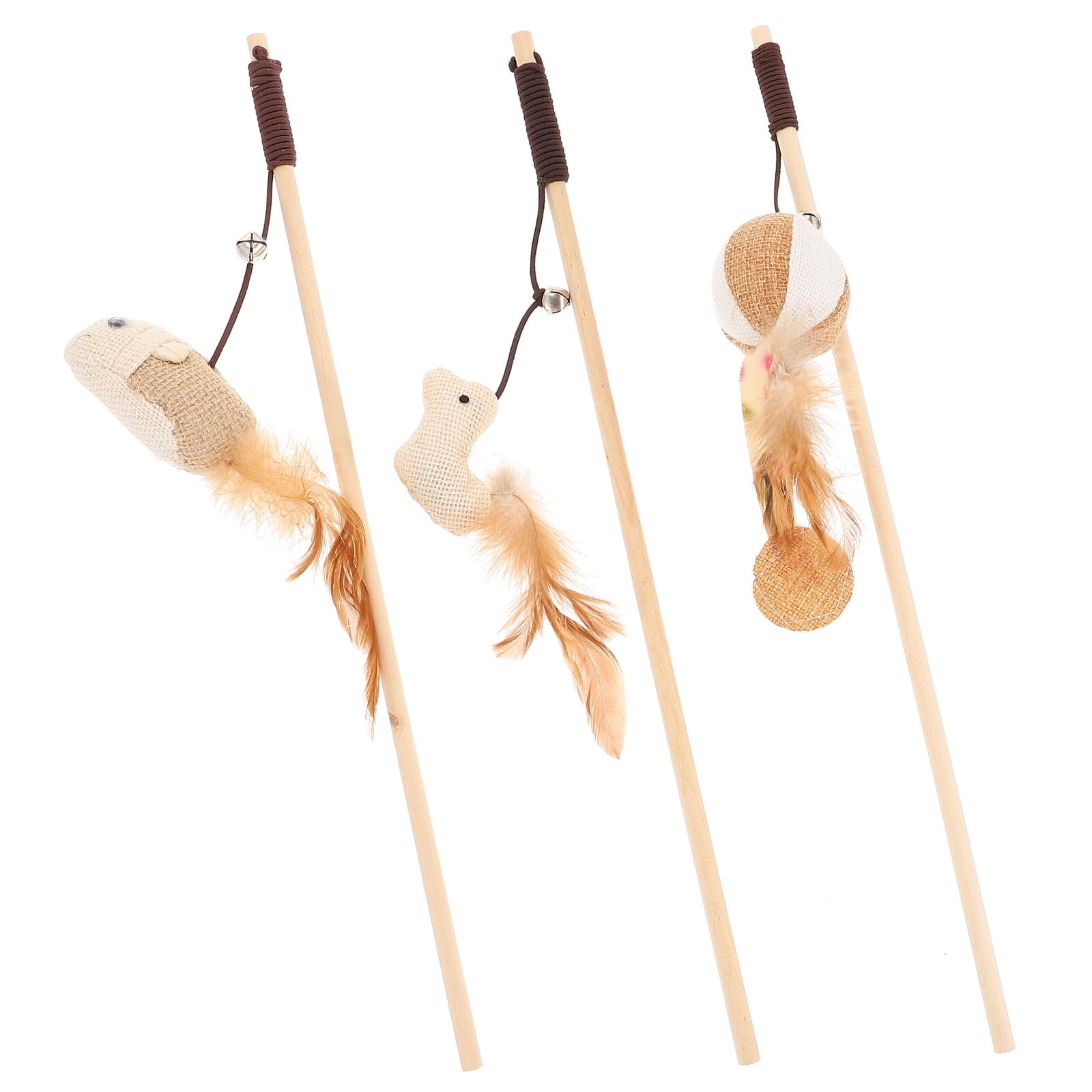 3 Pcs Pet Cat Teaser Toy Interactive Cat Wand Kitten Teaser Wand Cats ...