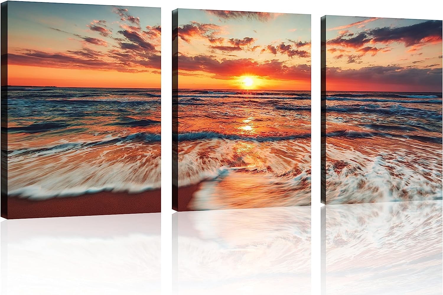 3 Pcs Picture of The Beach Ocean Pictures Blue Sea Beach at Sunrise ...