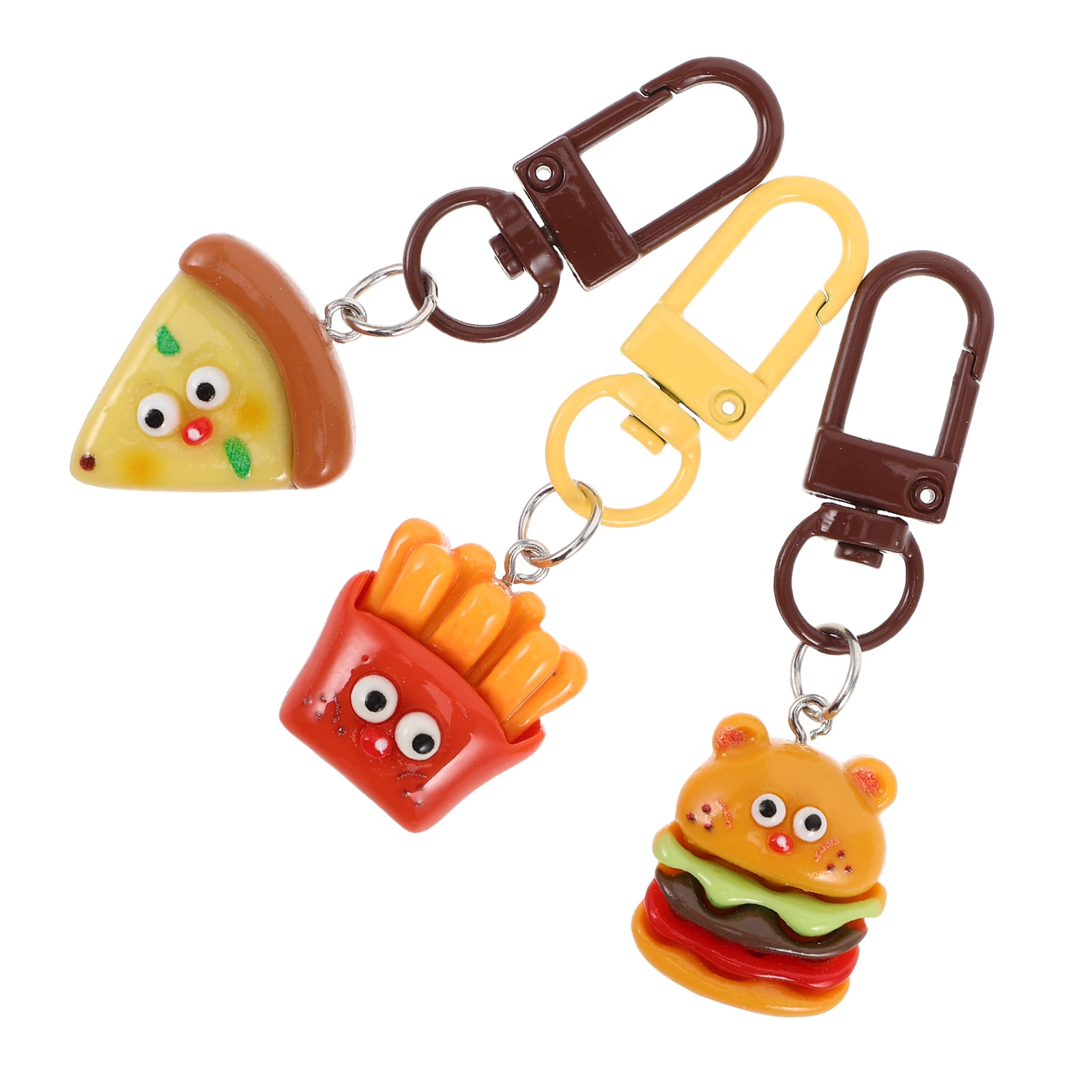 3 Pcs Pie Keychain French Fries Cheeseburger Cute Mini Imitation Food ...
