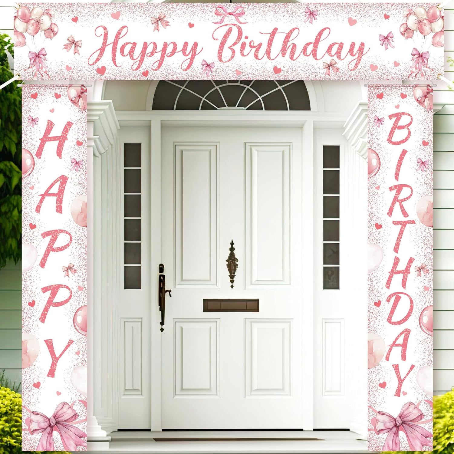 3 Pcs Pink Bow Birthday Door Banner Coquette Birthday Banner ...