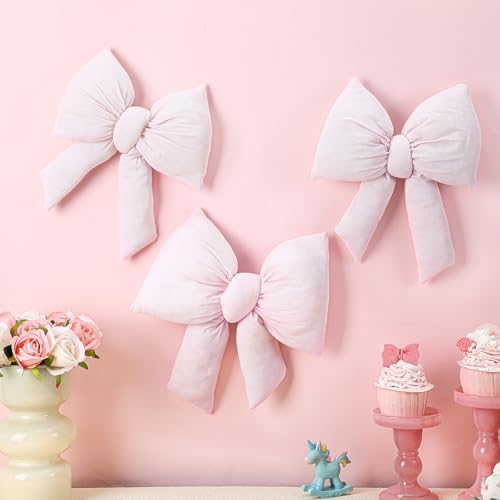 3 Pcs Pink Bow Wall Decor for Nursery Decoration, 2 Size Light Pink ...