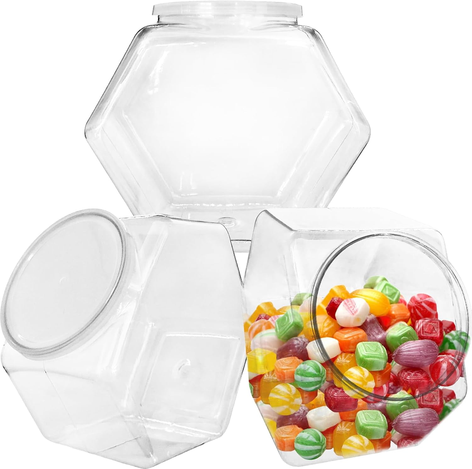 3 Pcs Plastic Candy Jars,Clear Cookie Jars 71 Oz for Kitchen Counter ...