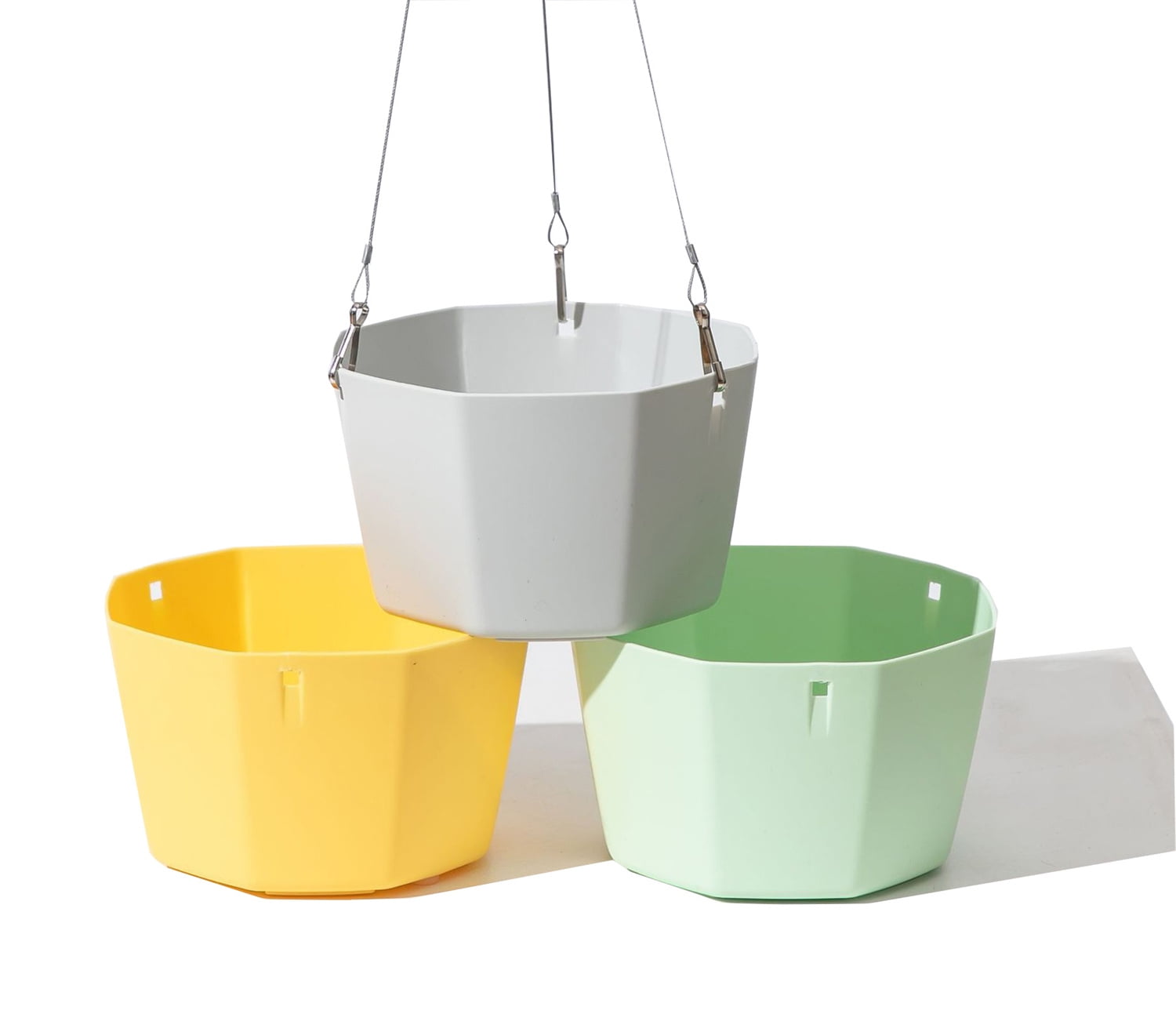 3 Pcs Plastic Hanging Plant Pots,Bexikou 6 Inch Hanging Plant ...