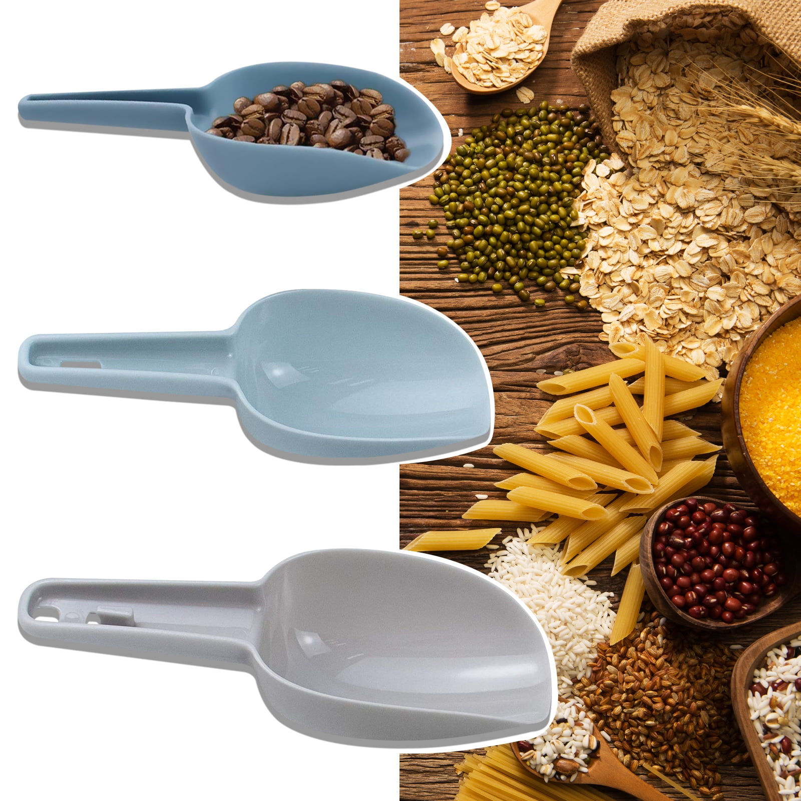 3 Pcs Plastic Ice Scoop, Kitchen Scoops Bar Scoop for Canisters, Flour ...