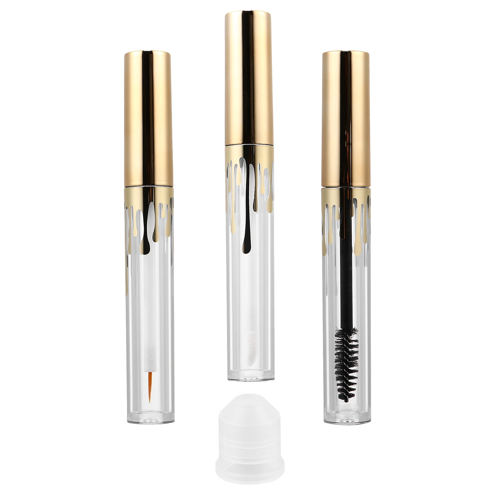 3 Pcs Plastic Mascara Tube Lip Gloss Tubes with Wand Empty Eyelash Serum Travel Golden - Walmart.com