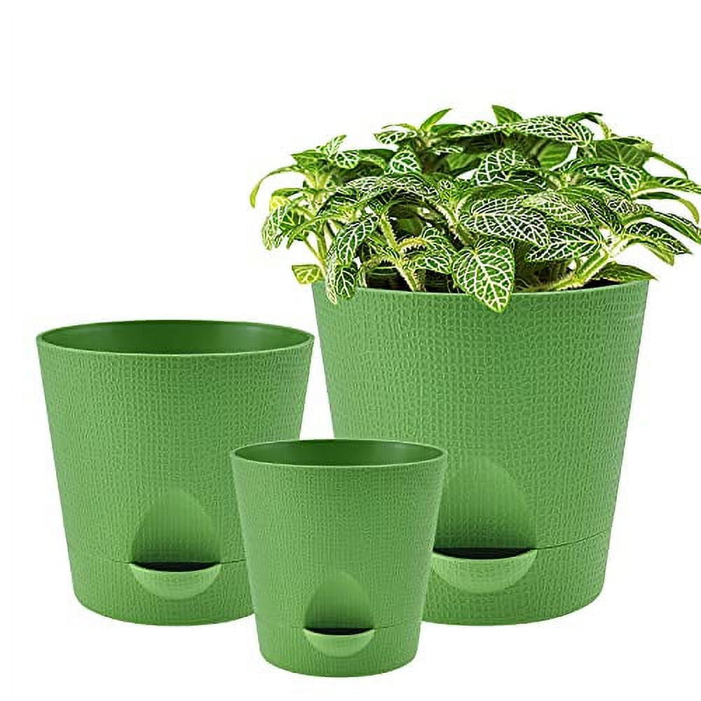 3 Pcs Plastic Plant Pots with Saucers Plant Pots with Multiple Drainage ...