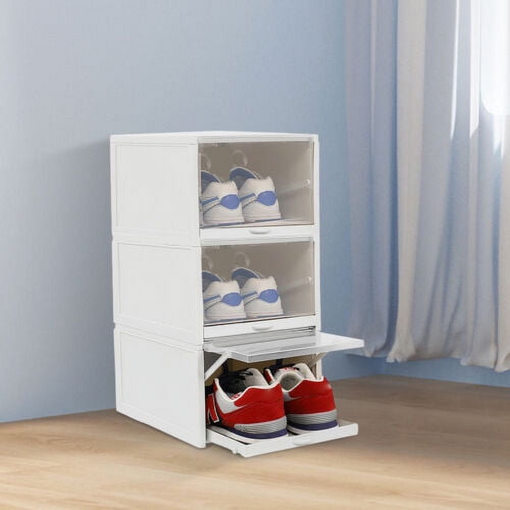 3 Pcs Plastic Push Drawer Type Shoe Box Shoe Organizer Drawer ...