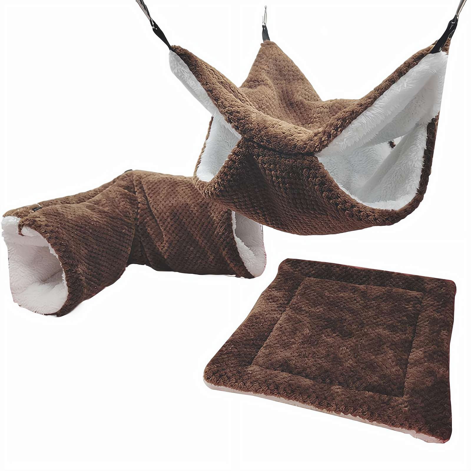 3 Pcs Plush Hamster Hammock Set Sugar Glider Hanging Cage Accessories ...