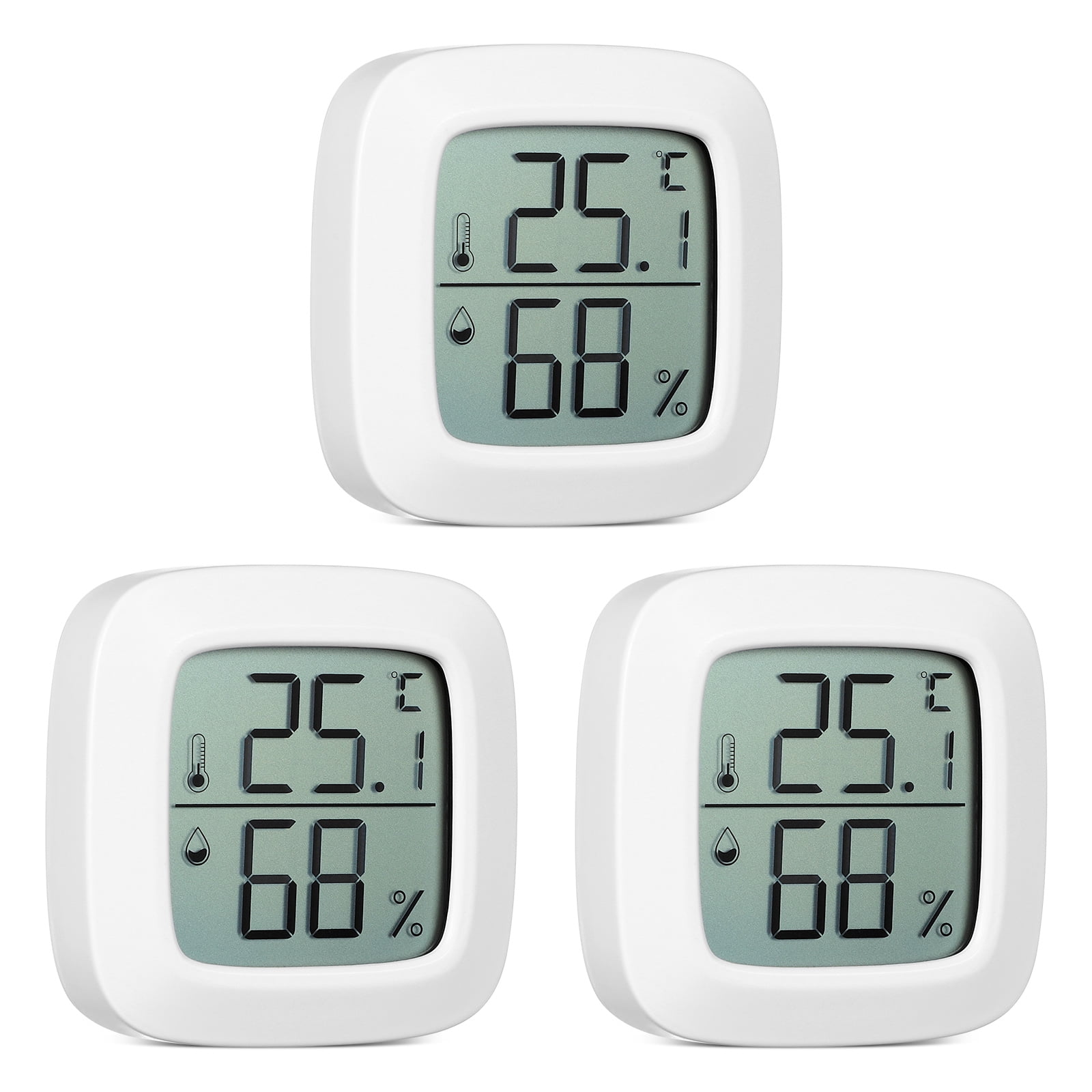 3 Pcs Pool Mini Electronic Car Temperature and Humidity Meter White ...