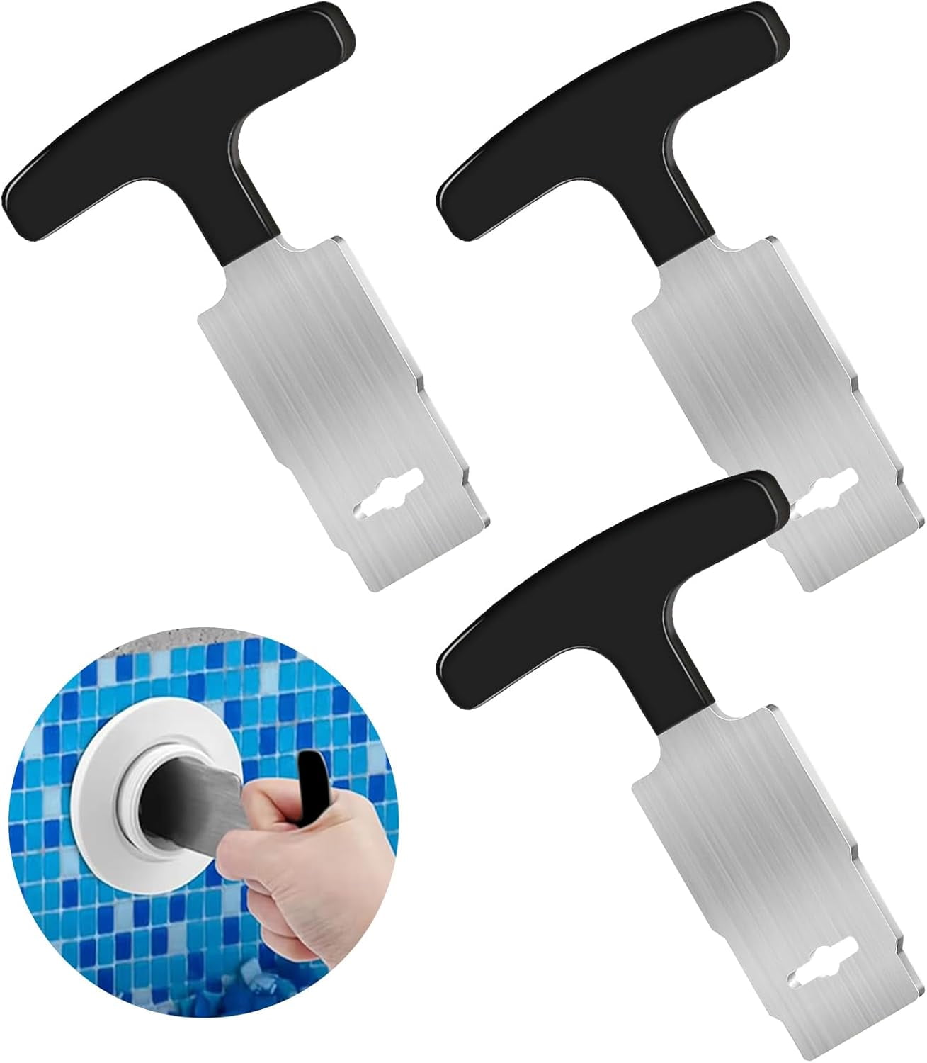 3 Pcs Pool Plug Removal Tool with Handle Grip,Upgraded Metal Pool ...