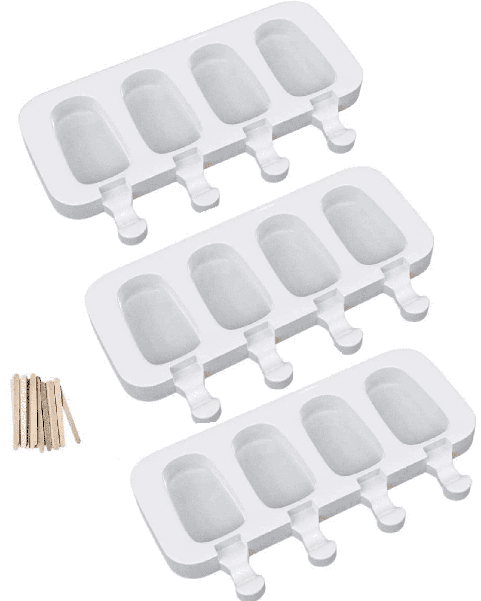 3 Pcs Popsicle Molds Set, Ice Pop Molds Silicone 4 Cavities Ice Cream ...
