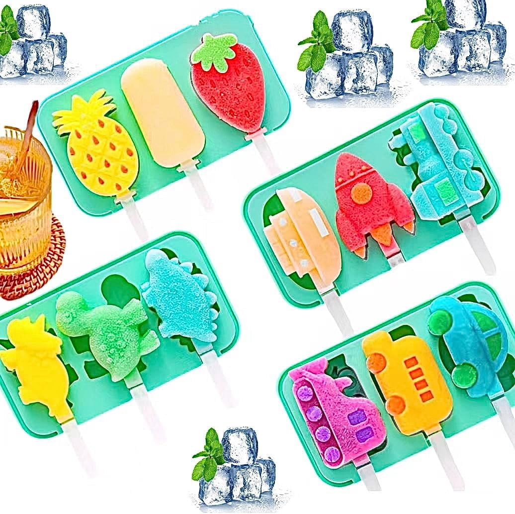 3 Pcs Popsicles Molds Bpa Free,Cute Versatile Ice Pop Silicone Popsicle ...