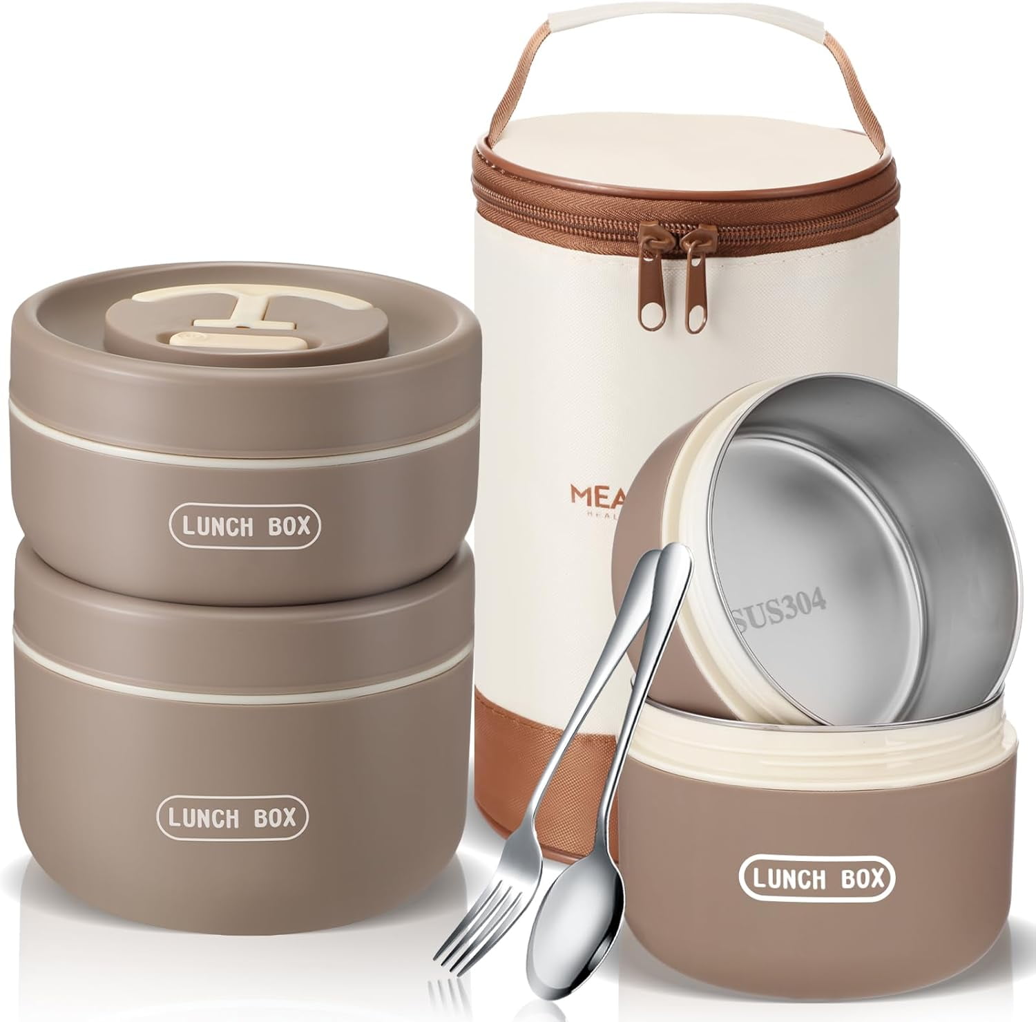 3 Pcs Portable Insulated Lunch Container Set for Adult, Stackable ...