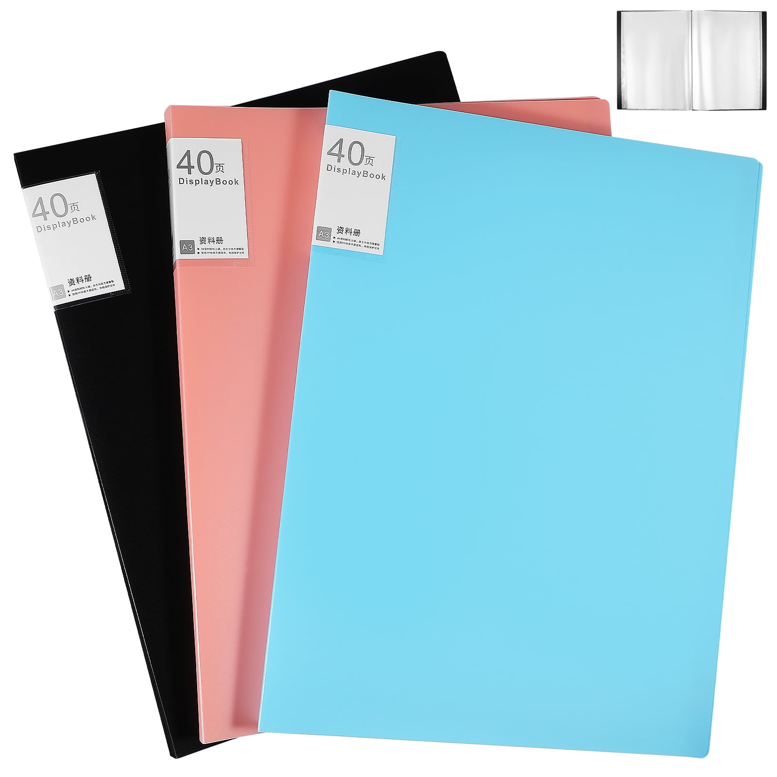 3 Pcs Portfolio Binder Folder With Plastic Sleeves Presentation Book ...