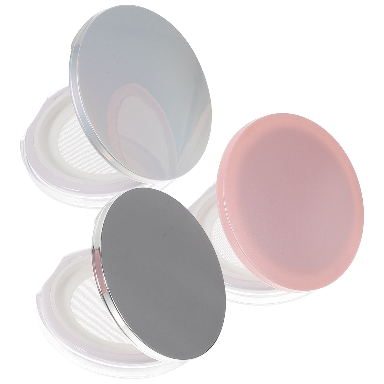 3 Pcs Powder Puff Box with Mirror Portable Holder Storage Container ...