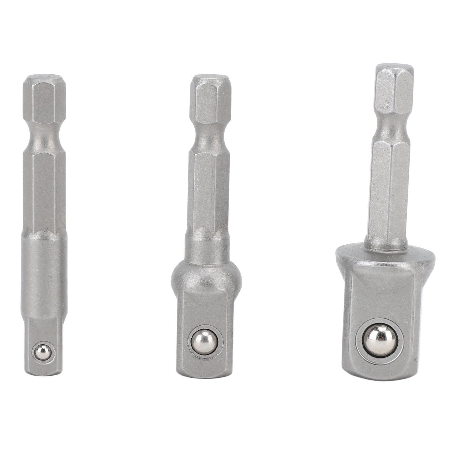 3 Pcs Power Drill Adapter Socket 1/4in 3/8in 1/2in Stainless Steel Hex ...