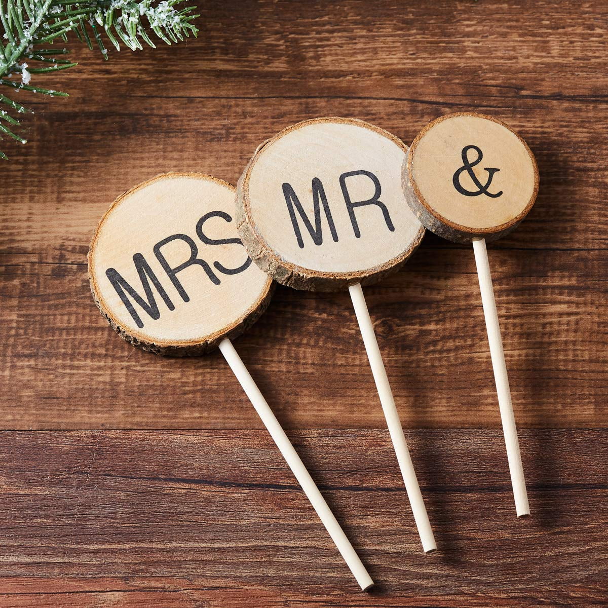 3 Pcs Premium AJH3 Wedding Cake Toppers, Mr and Mrs Cake Topper, Rustic ...