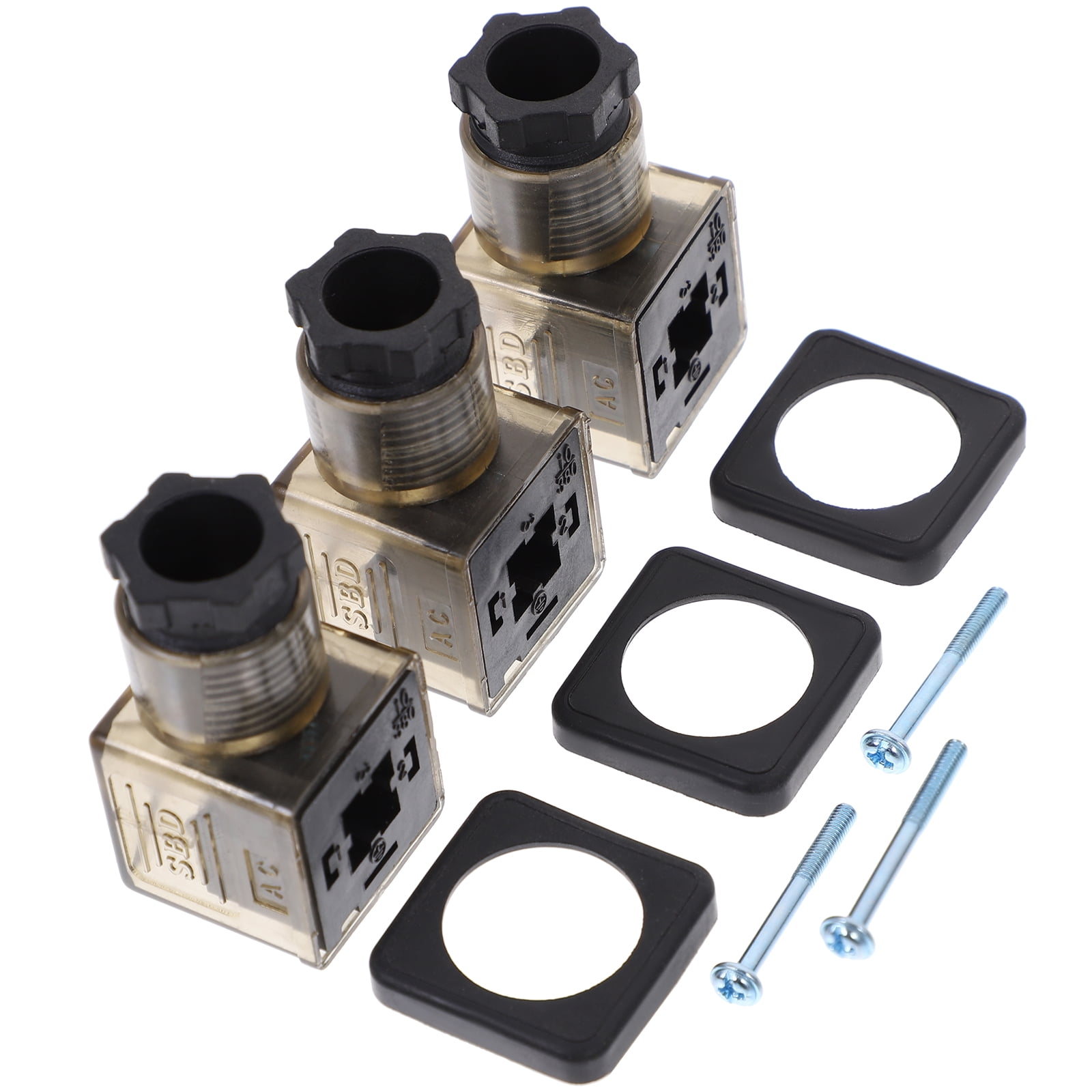 Moluckfu Solenoid Valve 3 Prong Connector Plug Rubber 3Set 2.0In X 1 ...