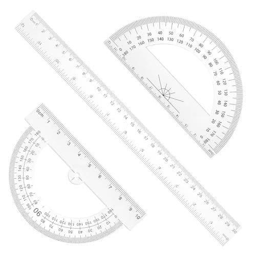 3 Pcs Protractor Ruler Set, Math Geometry Tool Includes 12 Inch/30 cm ...
