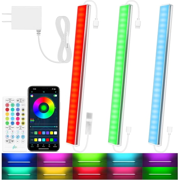 3 Pcs RGB Under Cabinet Lights Kit, Smart App and Remote Control ...