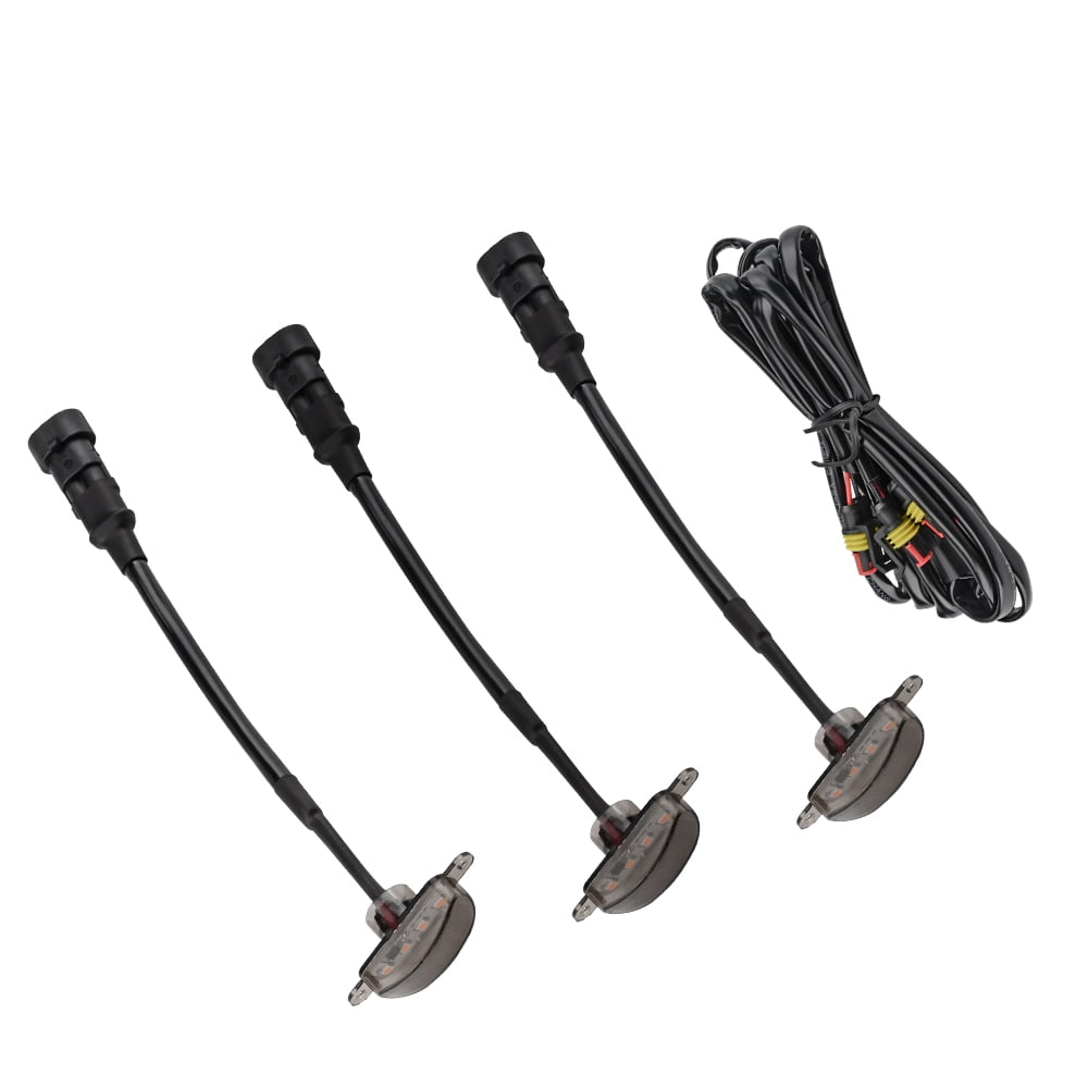 3 Pcs Raptor Style Smoked Lens Amber LED Front Grille Running Lights ...