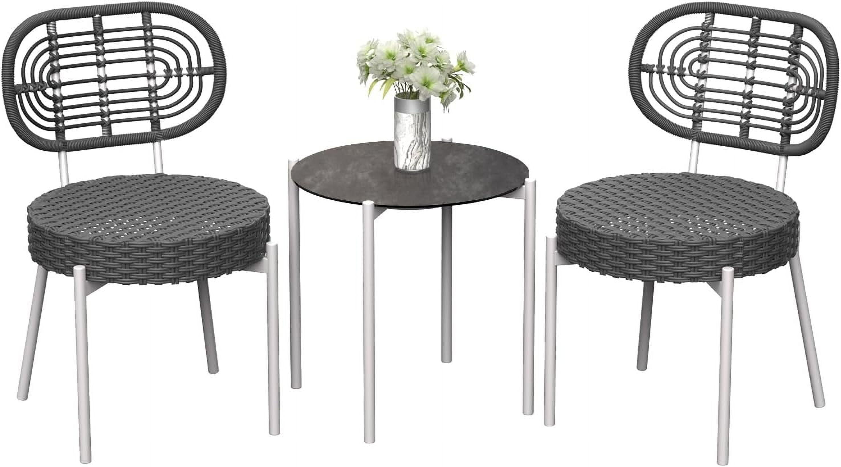 3 Pcs Rattan Patio Bistro Sets,Outdoor Furniture Bistro Set of 3 with ...