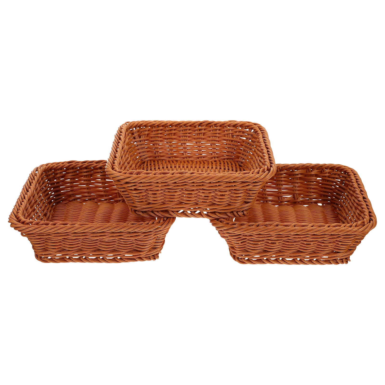 3 Pcs Rattan Storage Basket Sundries Holder Woven Practical Food Fruit ...